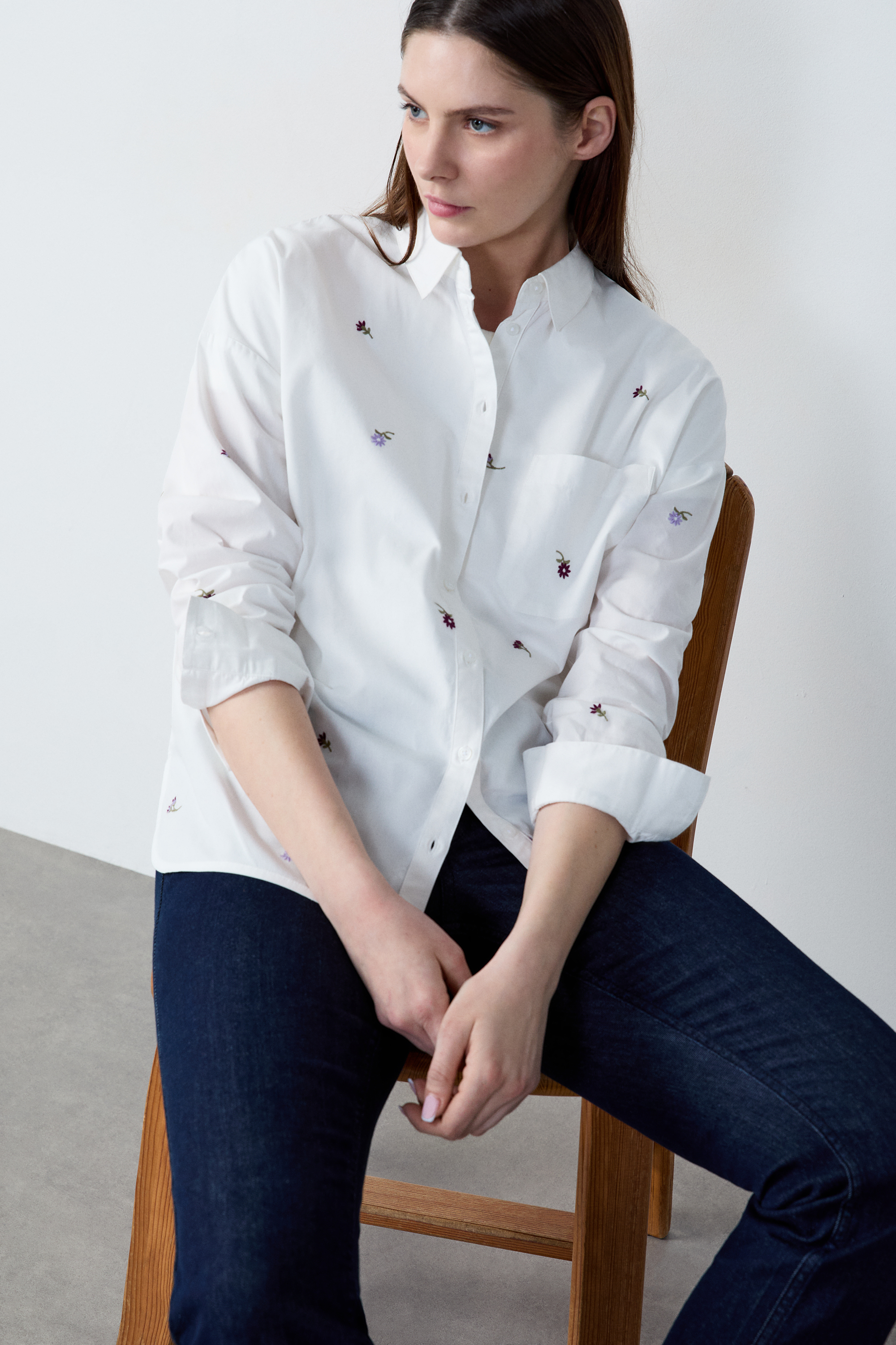Camisa bordada con flores FORAS BROD MULTICOLORE - ETAM