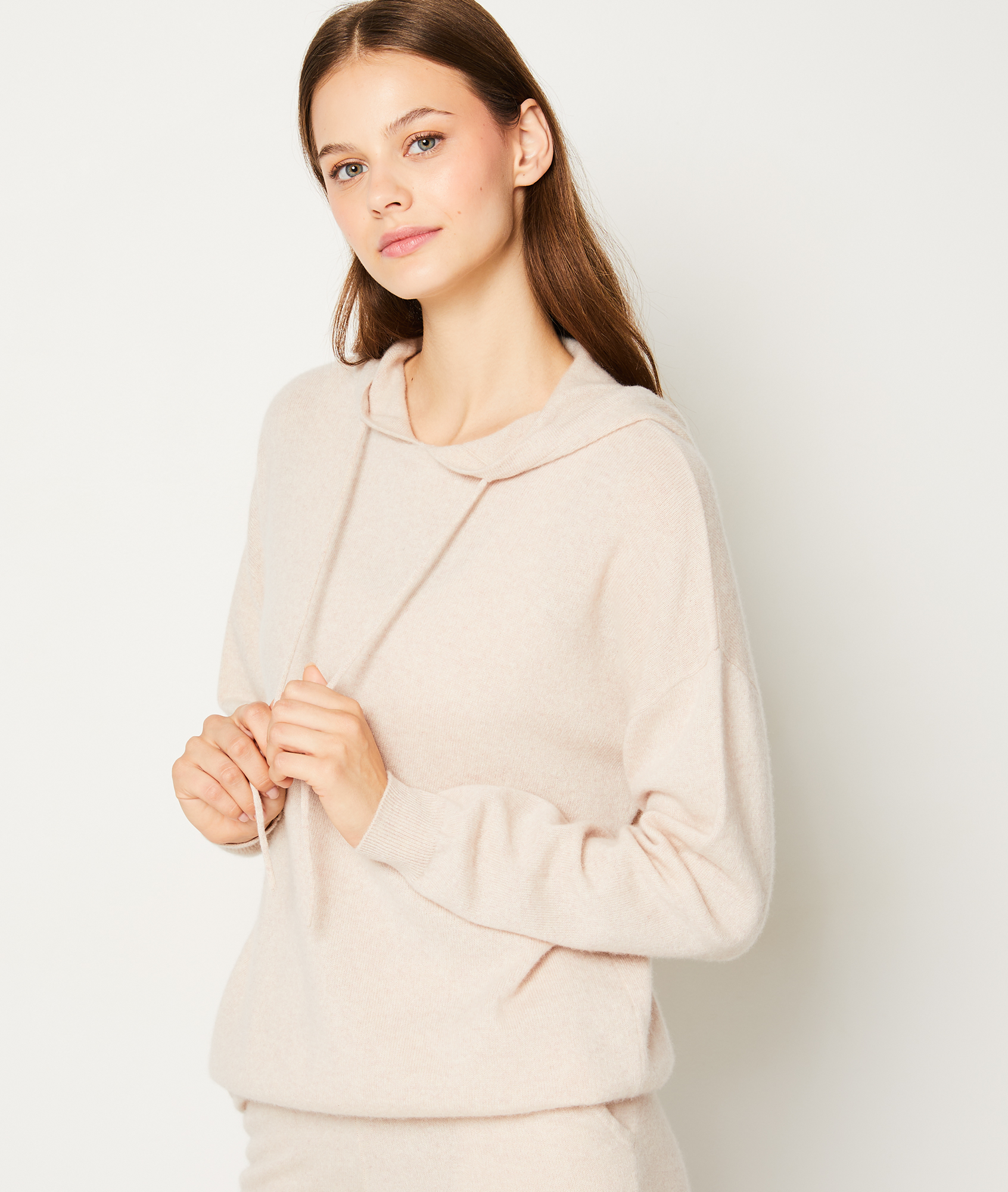Jersey de cashmere con capucha PALLIE BEIGE - ETAM